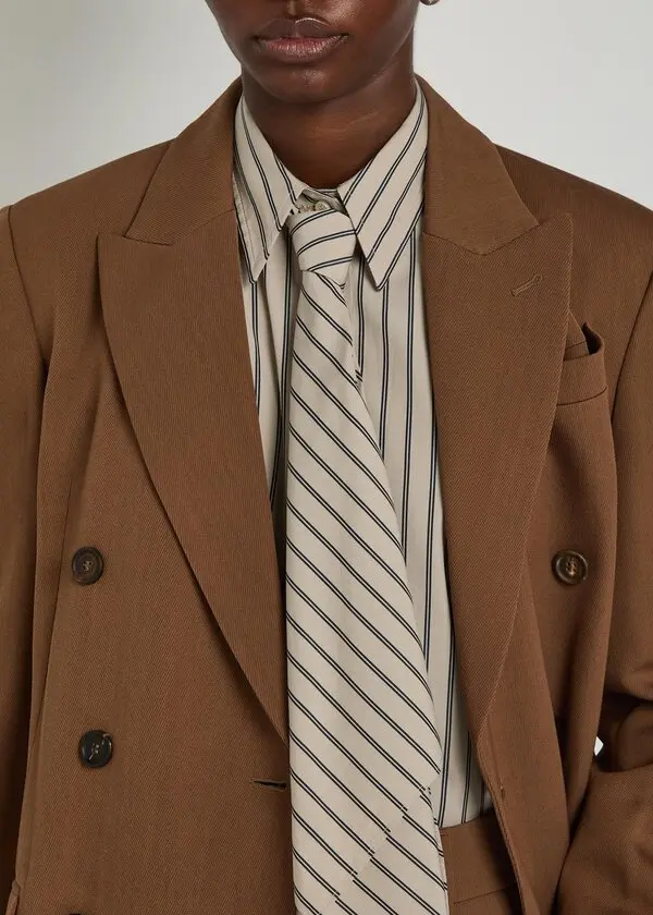Brunello Cucinelli Striped Tie Cotton-poplin Shirt