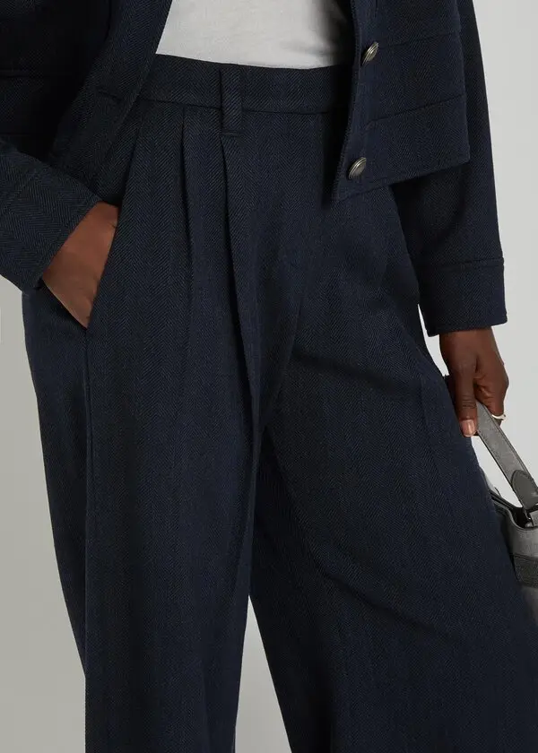 Brunello Cucinelli Herringbone Straight-leg Stretch-wool Trousers