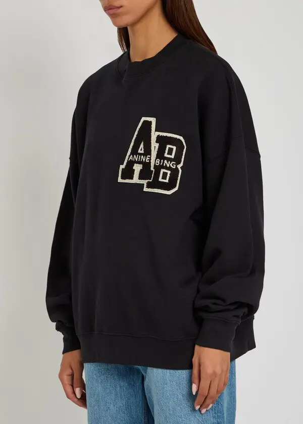 ANINE BING Miles Appliquéd Cotton Sweatshirt