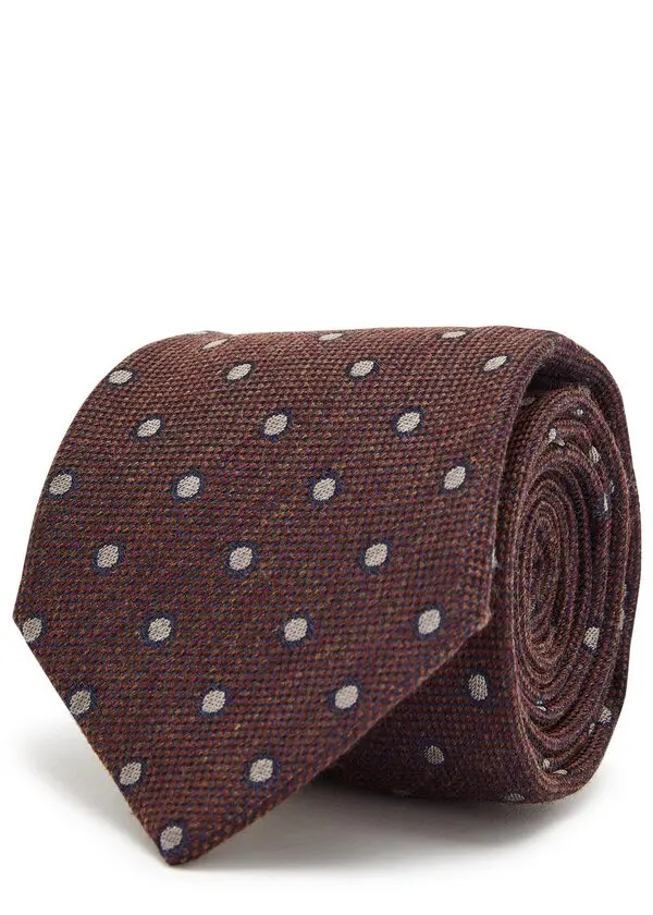 Paul Smith Small Spot Wool And Silk-blend Tie - Brown