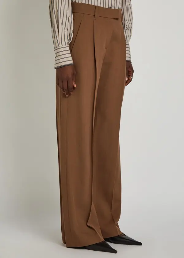 Brunello Cucinelli Tailored Wide-leg Wool-blend Trousers