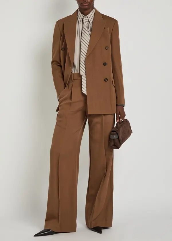 Brunello Cucinelli Tailored Wide-leg Wool-blend Trousers