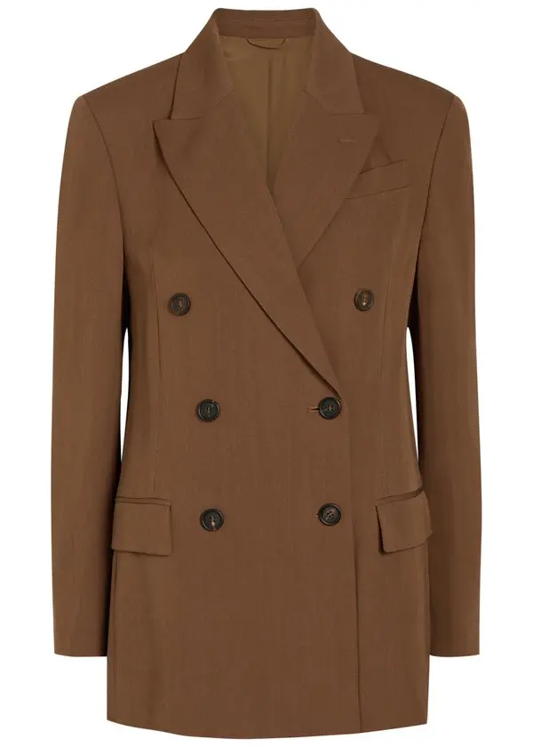 Brunello Cucinelli Double-breasted Wool-blend Blazer - Brown