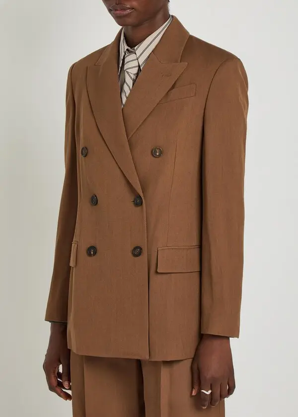 Brunello Cucinelli Double-breasted Wool-blend Blazer