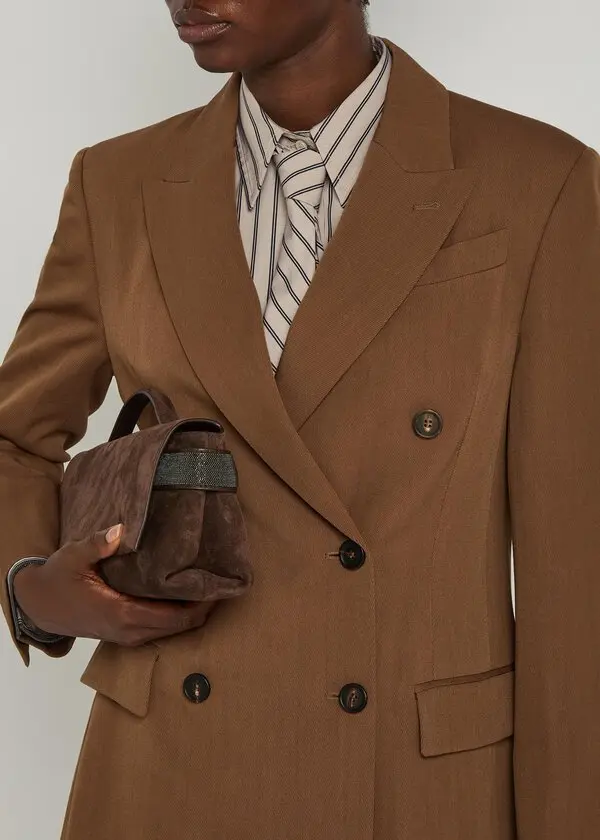 Brunello Cucinelli Double-breasted Wool-blend Blazer