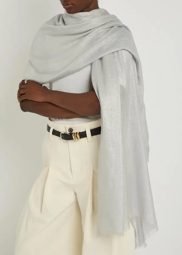 Brunello Cucinelli Lamé Cashmere-blend Scarf