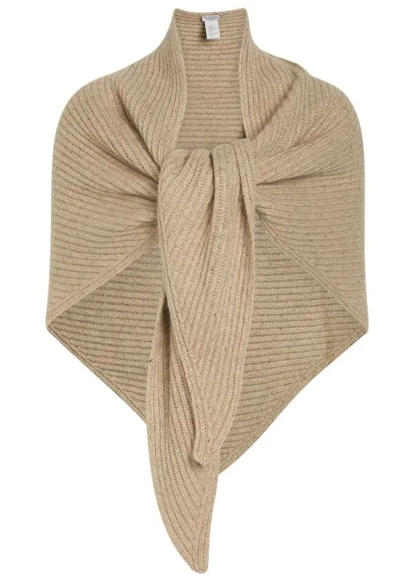 Brunello Cucinelli Lamé Cashmere-blend Stole Scarf - Cream