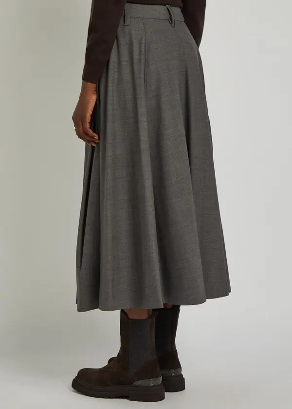 Brunello Cucinelli Tailored Pleated Wool-blend Midi Skirt