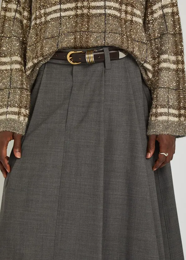 Brunello Cucinelli Tailored Pleated Wool-blend Midi Skirt