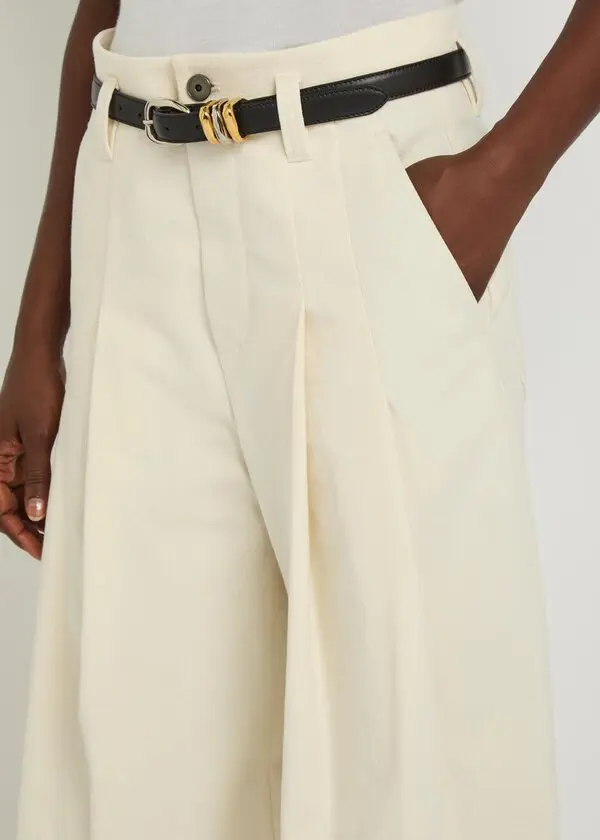 Brunello Cucinelli Pleated Wide-leg Cotton-blend Trousers