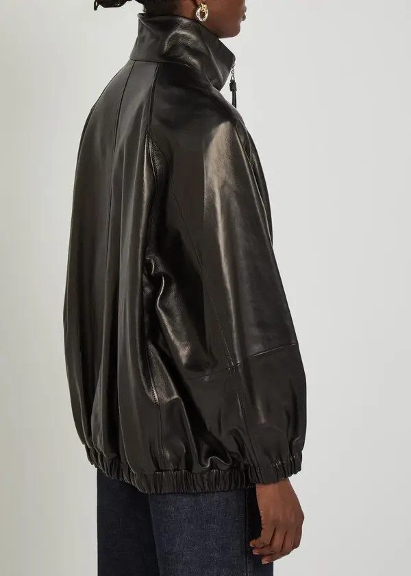 Brunello Cucinelli Funnel-neck Leather Jacket