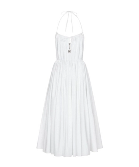 Dolce & Gabbana Drawstring Midi Dress With Logo Plaque