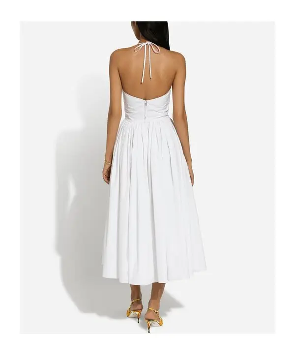 Dolce & Gabbana Drawstring Midi Dress With Logo Plaque
