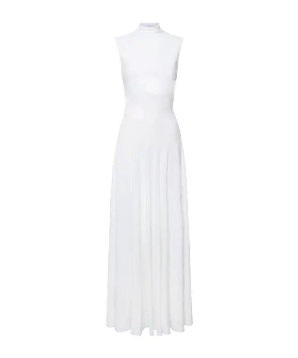 Alaïa Knitted Sleeveless Midi Dress - White