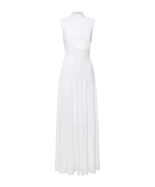 Alaïa Knitted Sleeveless Midi Dress - White