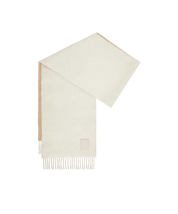 Loewe Logo Wool Cashmere Scarf - Ivory/sand