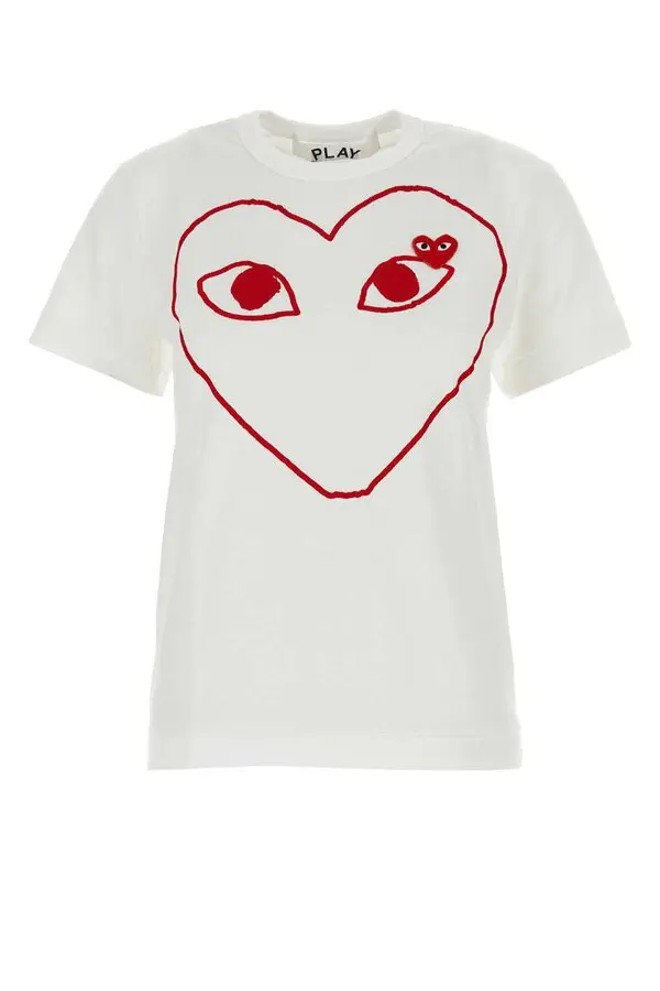 Play Comme Des Garcon Heart Print Crewneck T-shirt