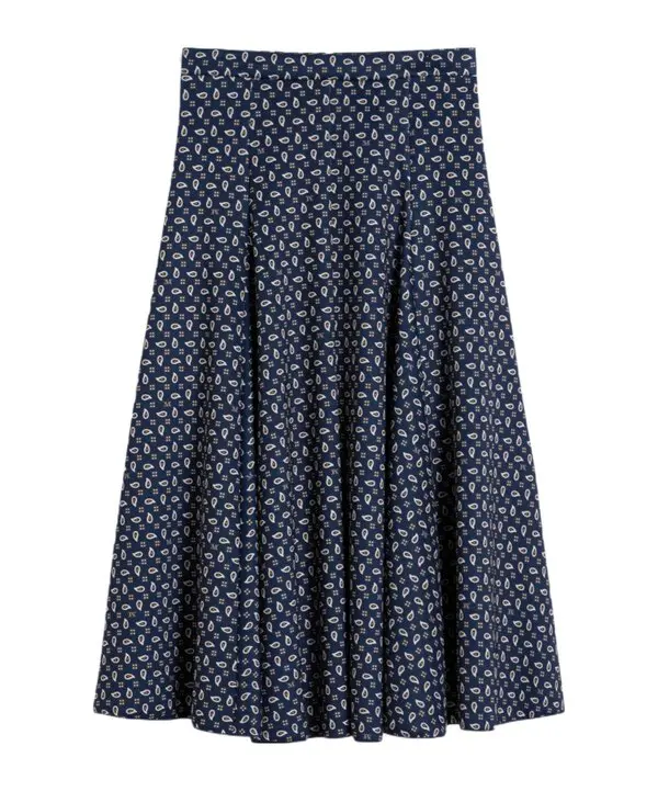 Max Mara Printed Midi Skirt - Navy Blue