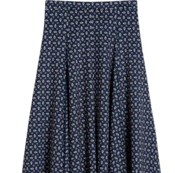 Max Mara Printed Midi Skirt - Navy Blue