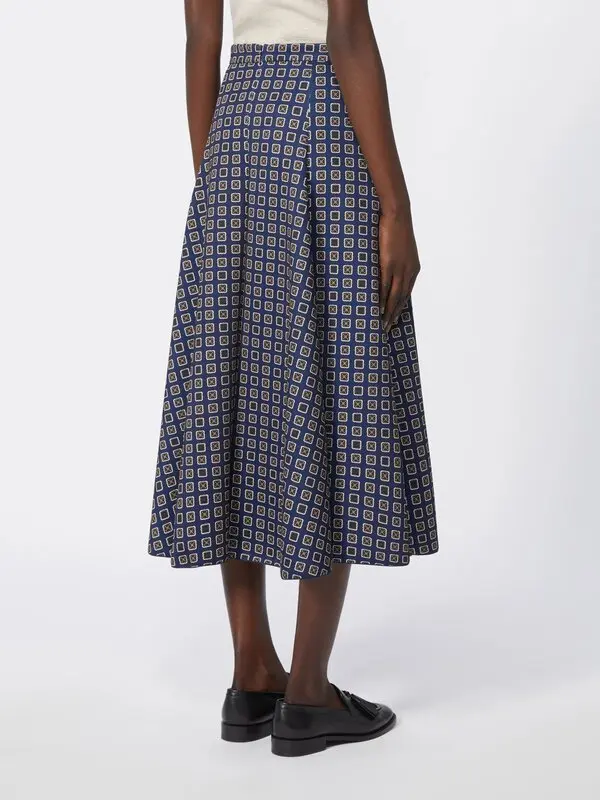 Max Mara Printed Midi Skirt - Navy Blue