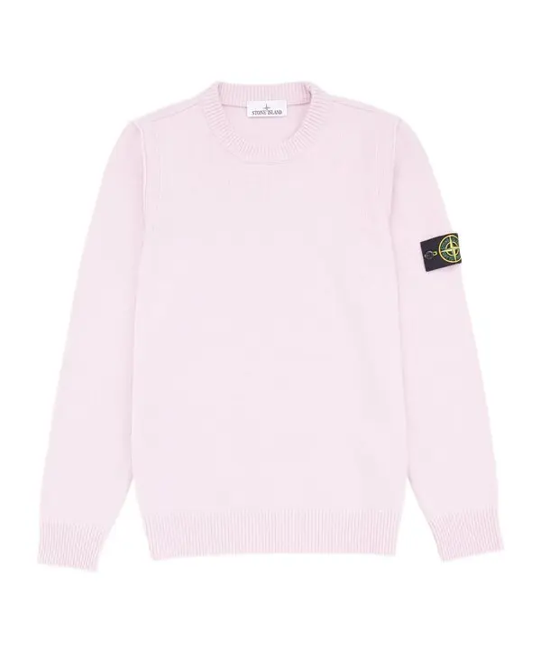 Stone Island Crewneck Jumper With Signature Sleeve Patch - Light Pink