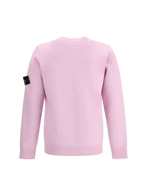 Stone Island Crewneck Jumper With Signature Sleeve Patch - Light Pink