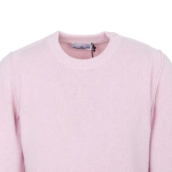 Stone Island Crewneck Jumper With Signature Sleeve Patch - Light Pink