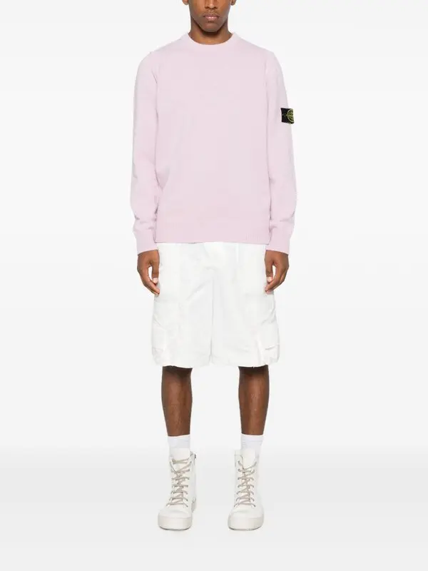 Stone Island Crewneck Jumper With Signature Sleeve Patch - Light Pink
