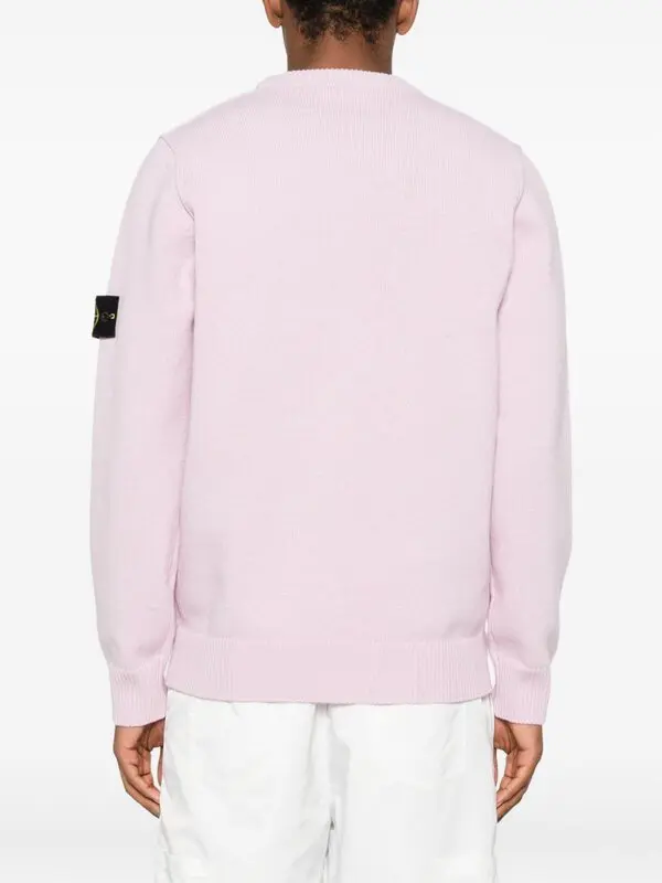 Stone Island Crewneck Jumper With Signature Sleeve Patch - Light Pink
