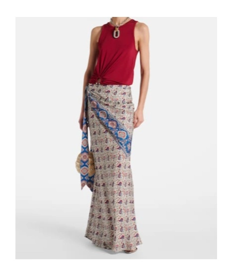 Rabanne Paisley Satin Maxi Skirt