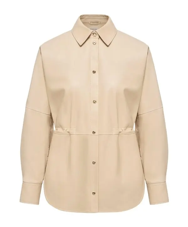 Moncler Leather Long Sleeve Shirt - Beige