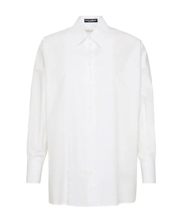 Dolce & Gabbana Dolce Gabbana Lace Trim Long-sleeved Shirt - White