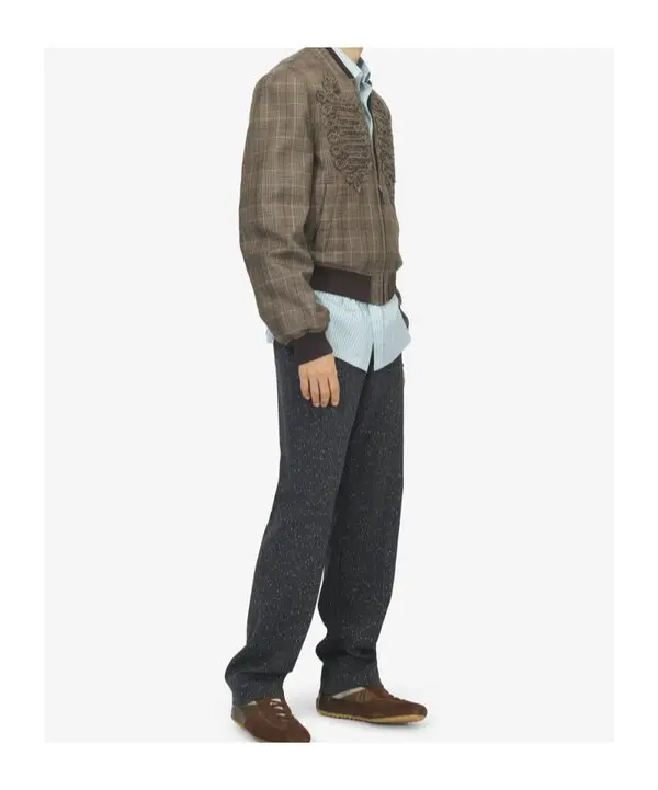 Alexander McQueen Embroidered Check Wool Bomber Jacket