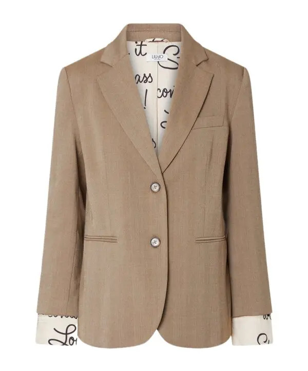 Liu Jo Herringbone Fabric Blazer - Beige