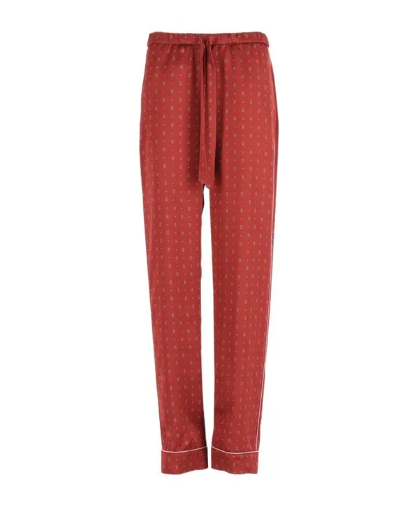FORTE_FORTE Le Club Print Pyjama Pants - Bordeaux