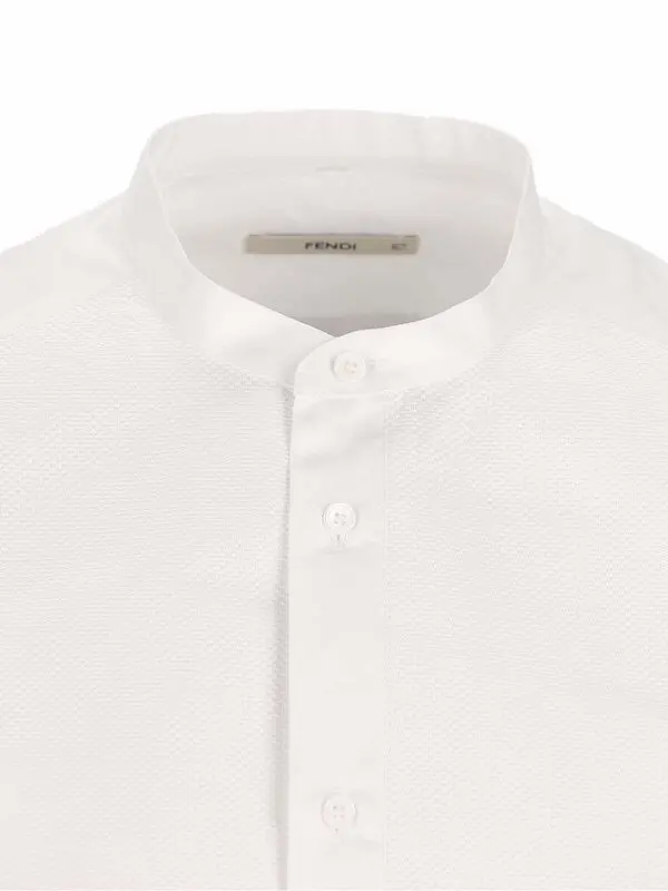 Fendi Slim Fit Poplin Shirt With Embroidered Detail - White