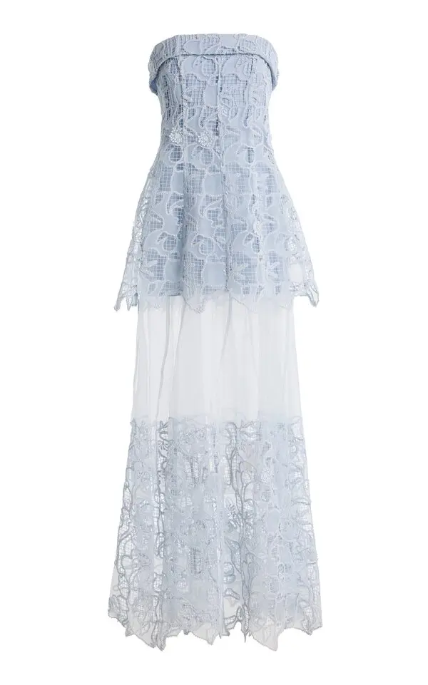 Simkhai Rennis Embroidered Bustier Gown - Blue