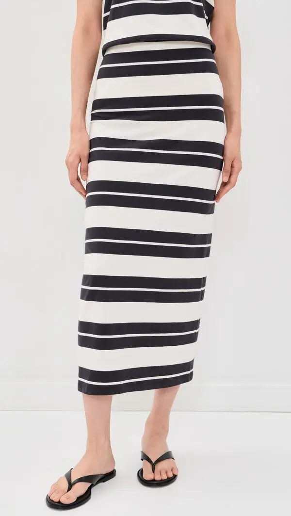 Z Supply Gail Striped Jersey Midi Skirt