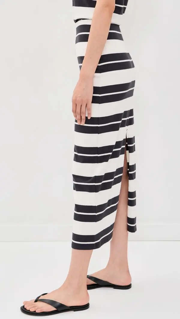 Z Supply Gail Striped Jersey Midi Skirt