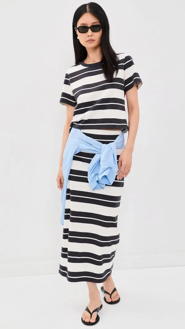 Z Supply Gail Striped Jersey Midi Skirt