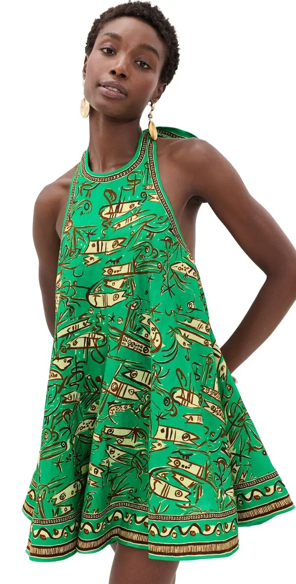 ALEMAIS Fish Sticks Mini Dress - Green