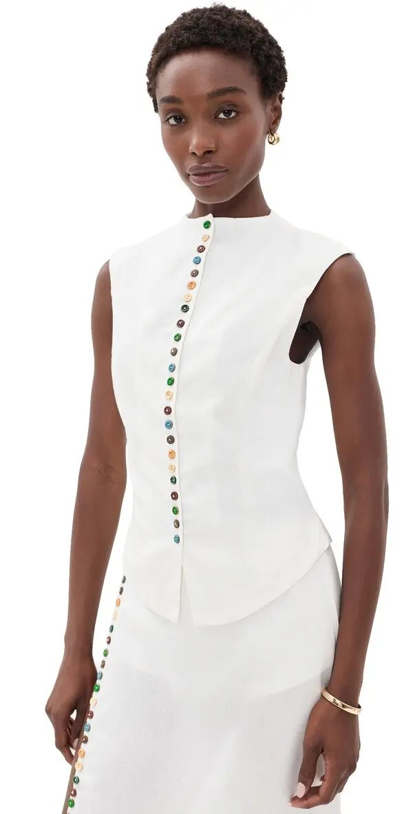 YELLOW THE LABEL Quinn Linen Sleeveless Top