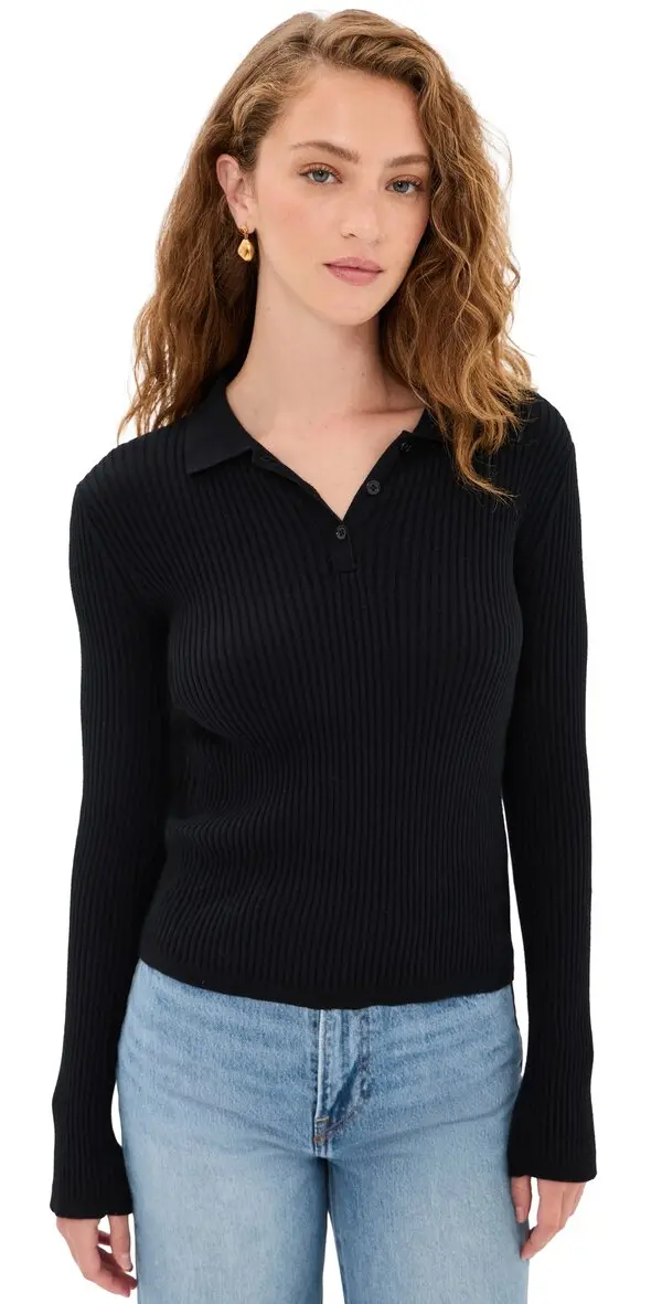 Velvet By Graham & Spencer Frances Ribbed Knit Collared Top