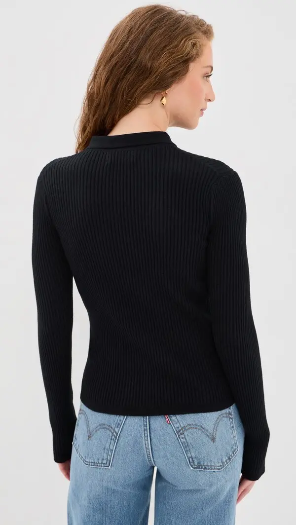 Velvet By Graham & Spencer Frances Ribbed Knit Collared Top