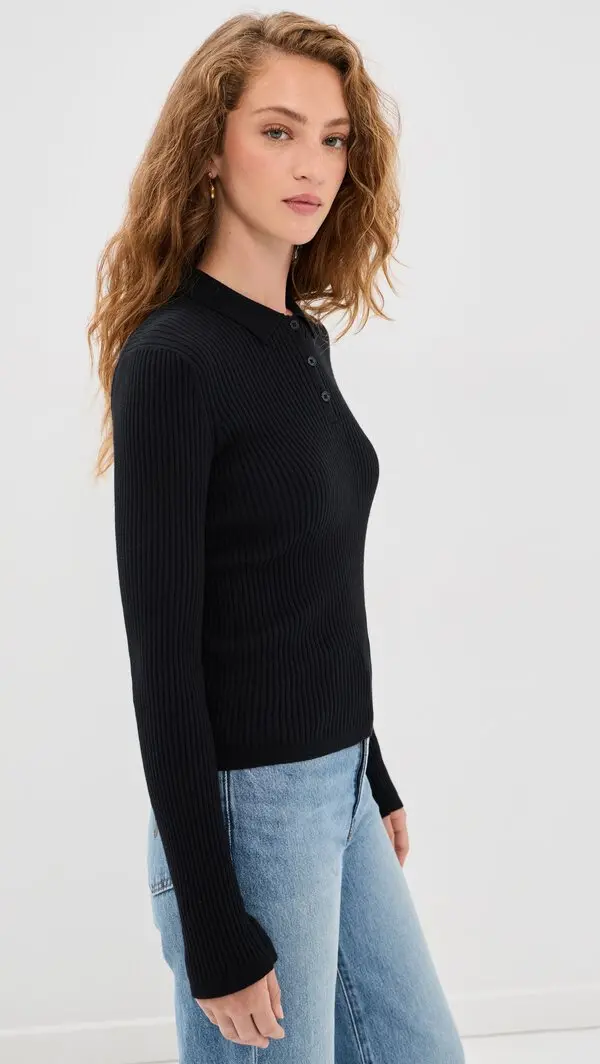 Velvet By Graham & Spencer Frances Ribbed Knit Collared Top