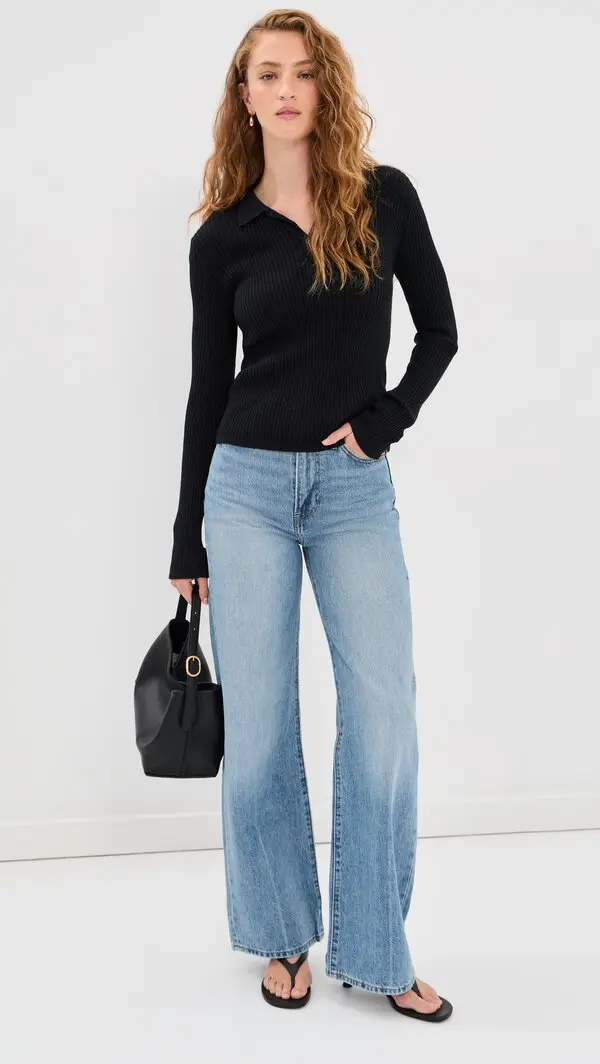Velvet By Graham & Spencer Frances Ribbed Knit Collared Top