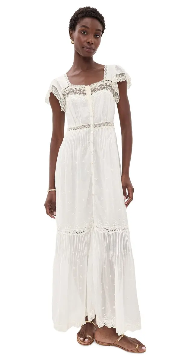 LoveShackFancy Georgine Dress - Ivory