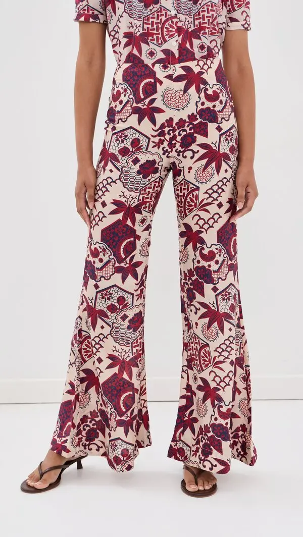 Alix Of Bohemia Farah Crimson Hive Silk Pants
