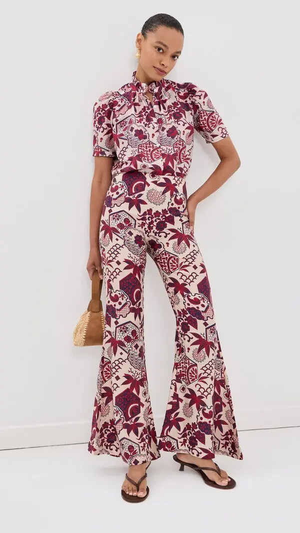 Alix Of Bohemia Farah Crimson Hive Silk Pants