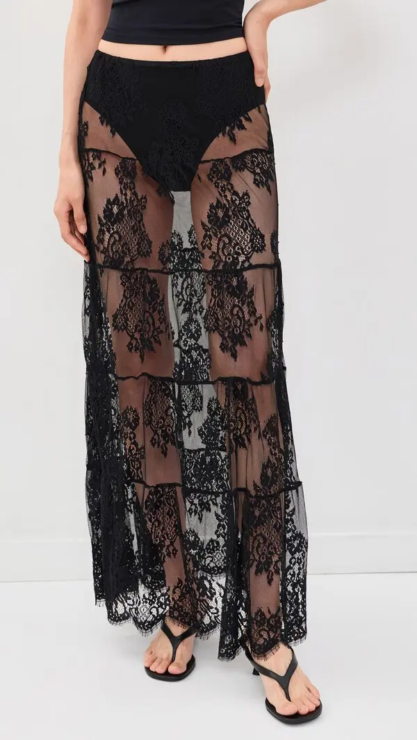 RUNAWAY THE LABEL Tiered Lace Maxi Skirt